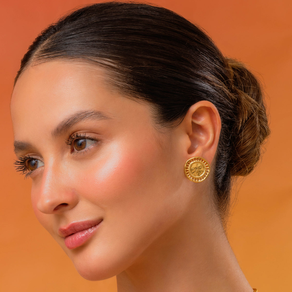 Aretes Maxi Cara Gold | Mediodía Oficial